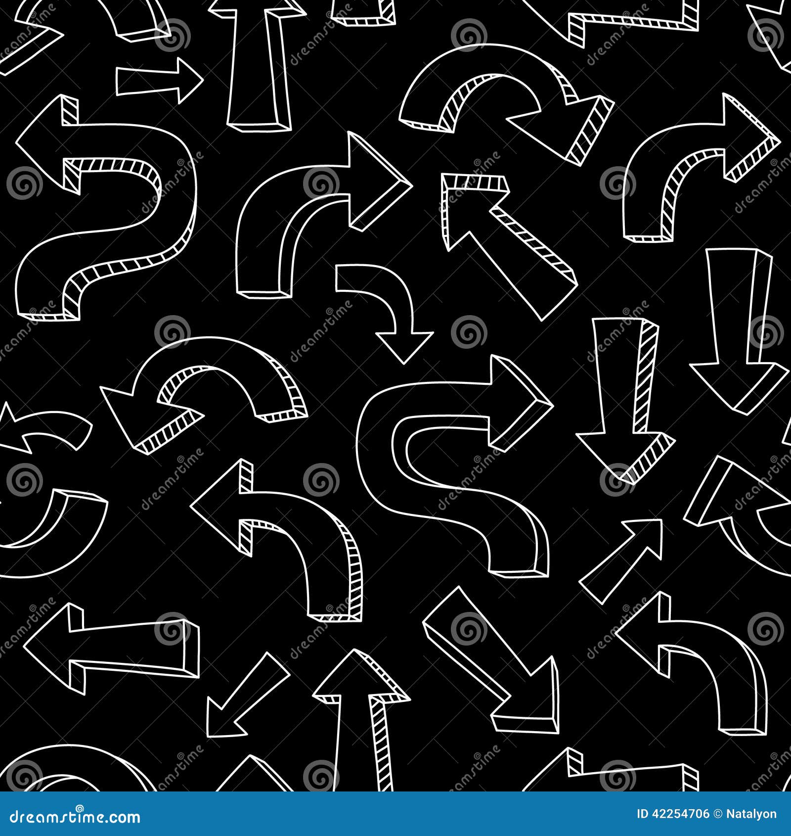 Set Of White Arrows Icons On Black Background. Flat Design Filled Icons ...