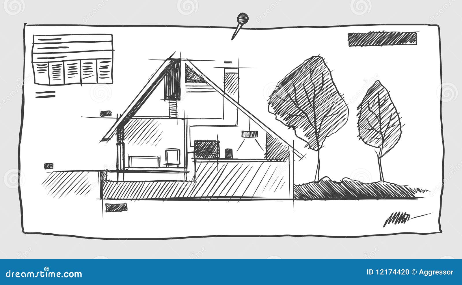 Sketchy blueprint stock vector. Illustration of element - 12174420