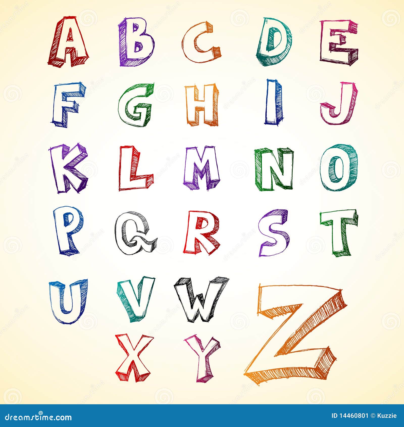 Sketchy Capital Alphabet stock illustration. Illustration of decorative ...