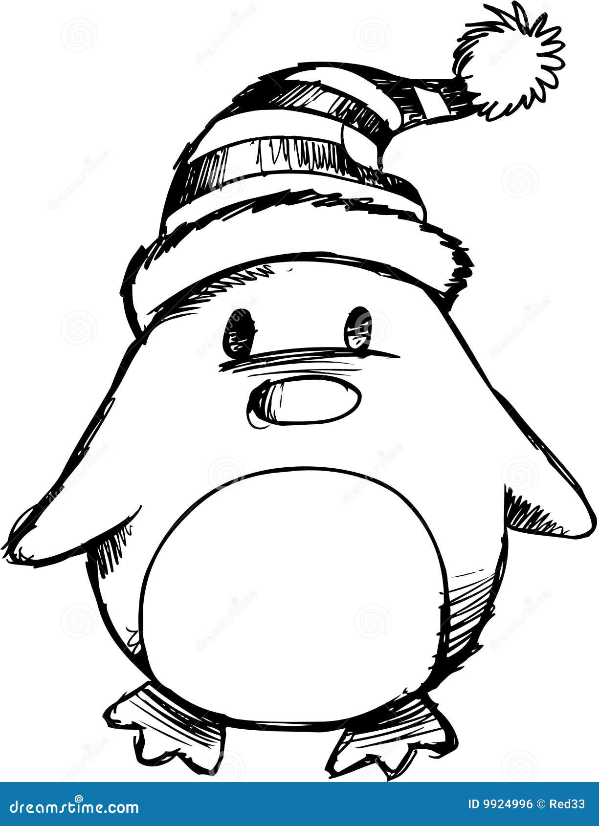 Sketchy Christmas Penguin Vector Stock Vector - Illustration of ...