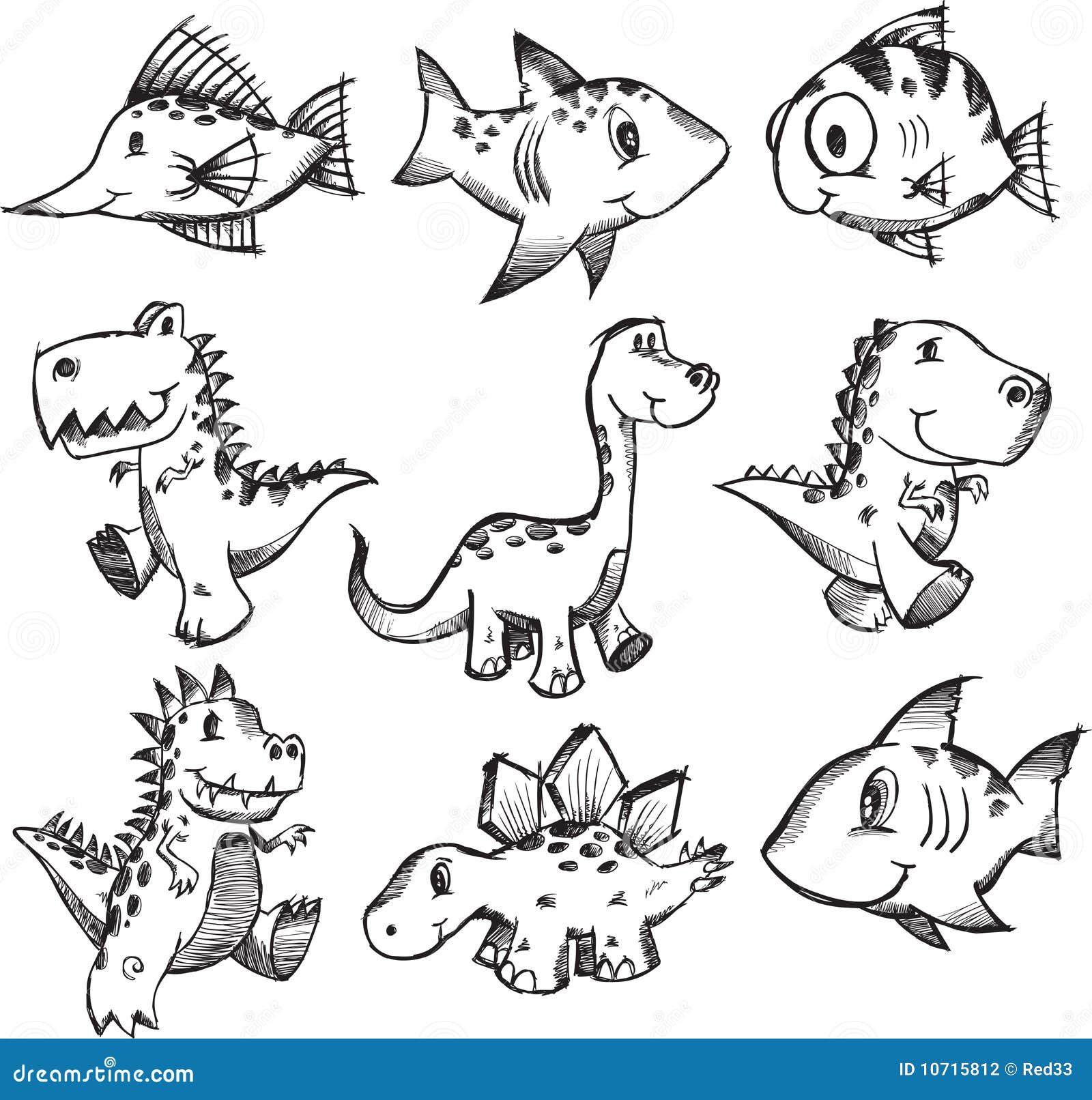 Sketchy Doodle Animal Set stock vector. Illustration of sketchy - 10715812