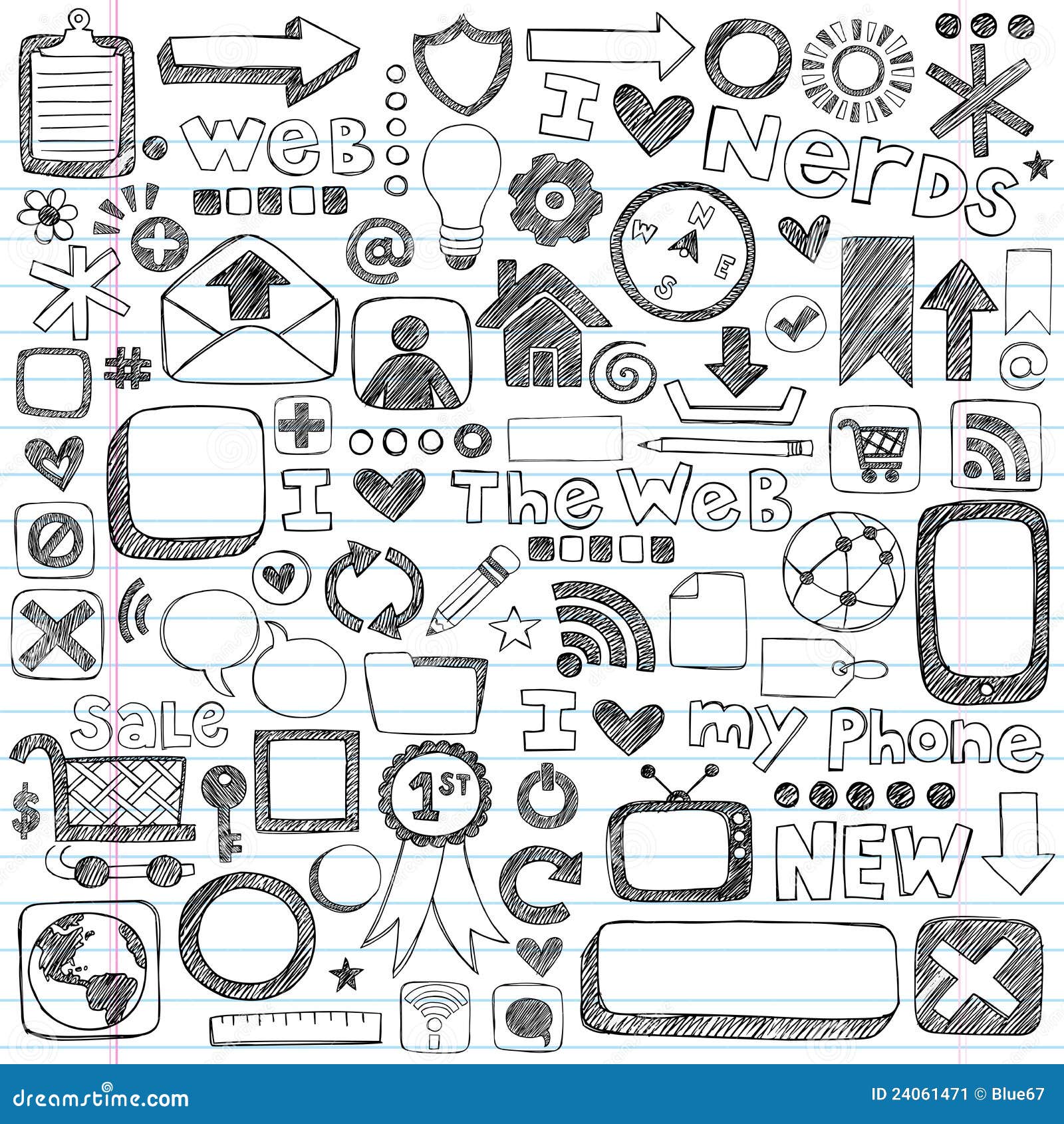 Sketchy Doodle Web Icon Computer Design Elements Stock Vector ...