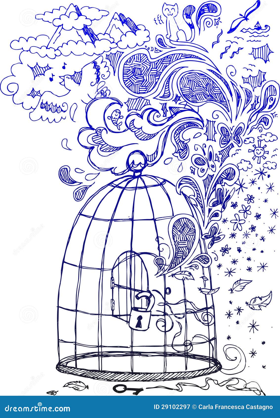 Sketchy doodles: Freedom! stock vector. Illustration of open - 29102297