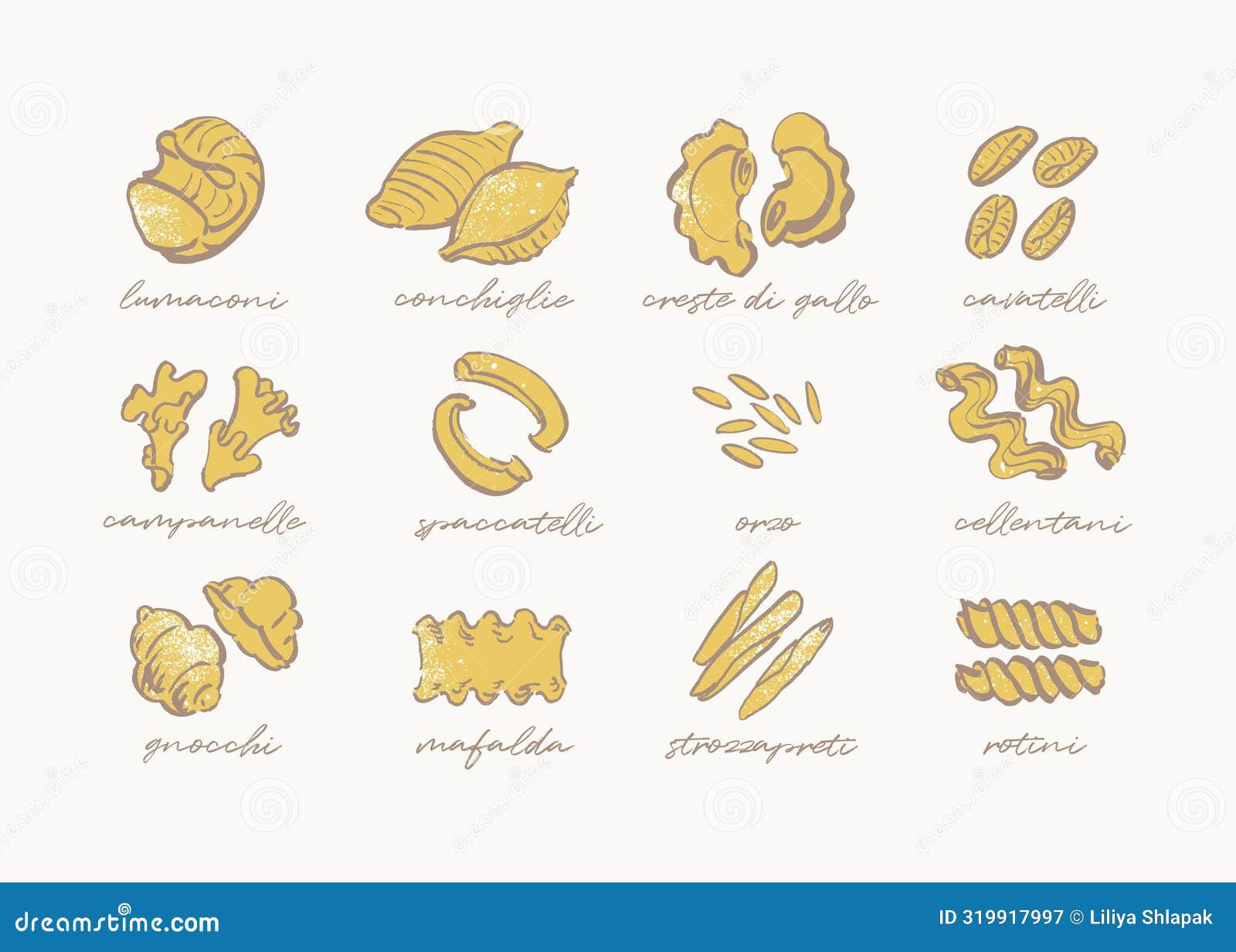 Pasta Hand Drawn Mini Guide Stock Vector - Illustration of cafe ...