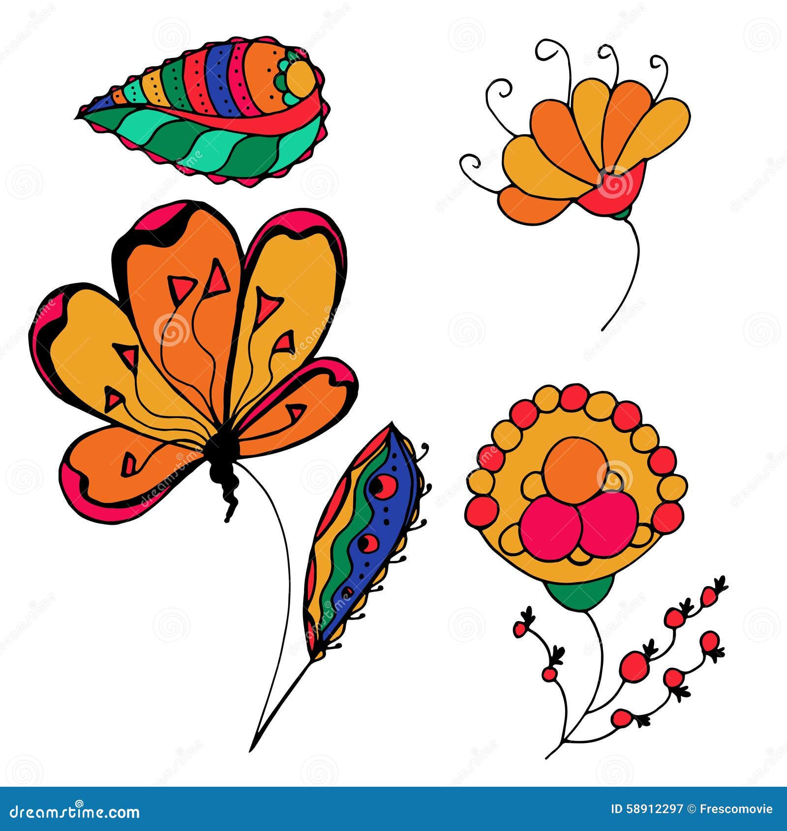 Sketchy flowers stock vector. Illustration of blossom - 58912297