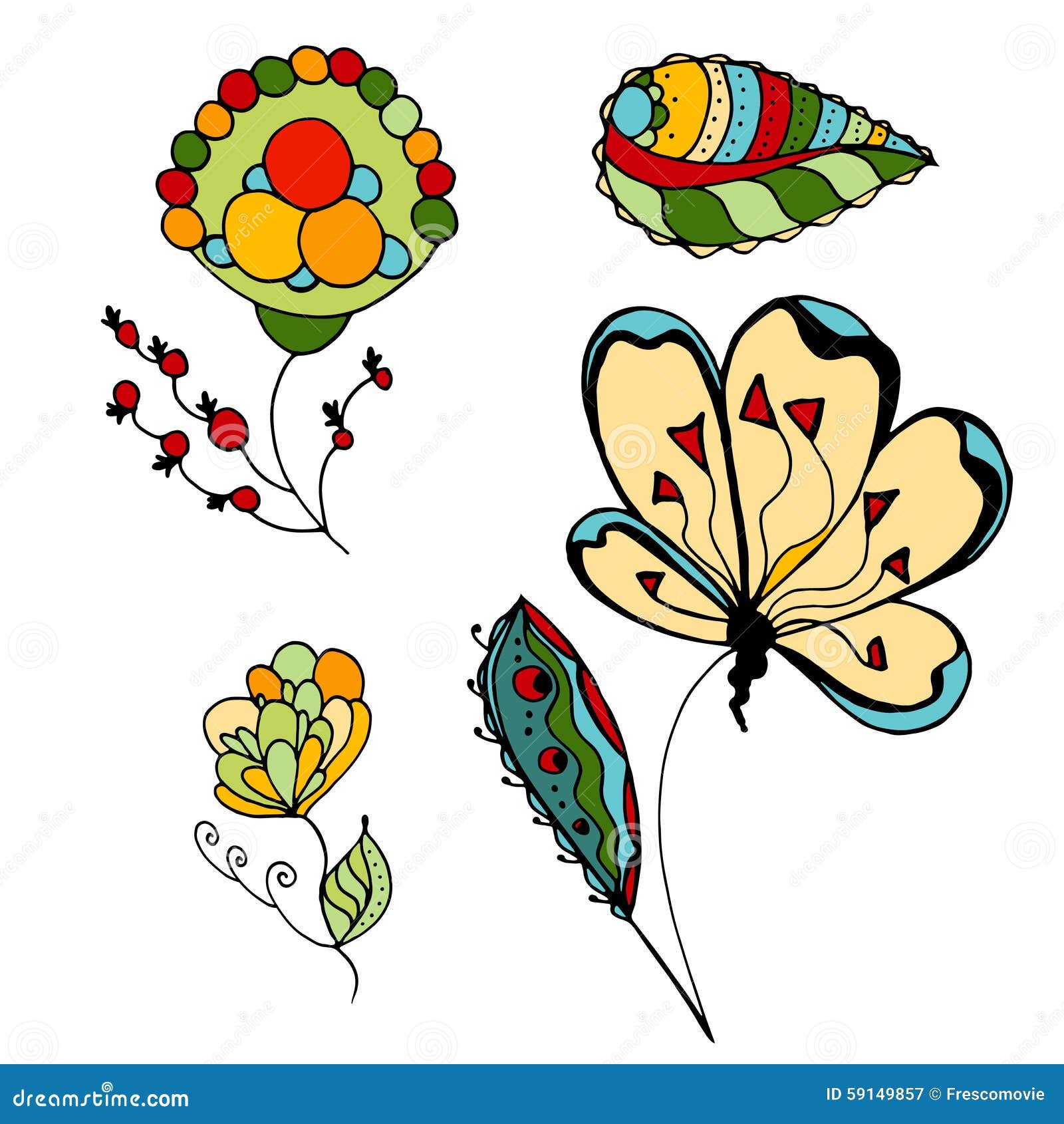 Sketchy flowers stock vector. Illustration of decorative - 59149857