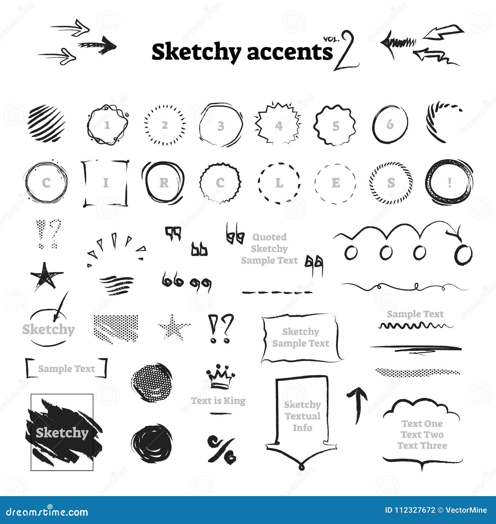 Sketchy Hand Drawn Ink Scribble Graphic Design Elements Collection ...
