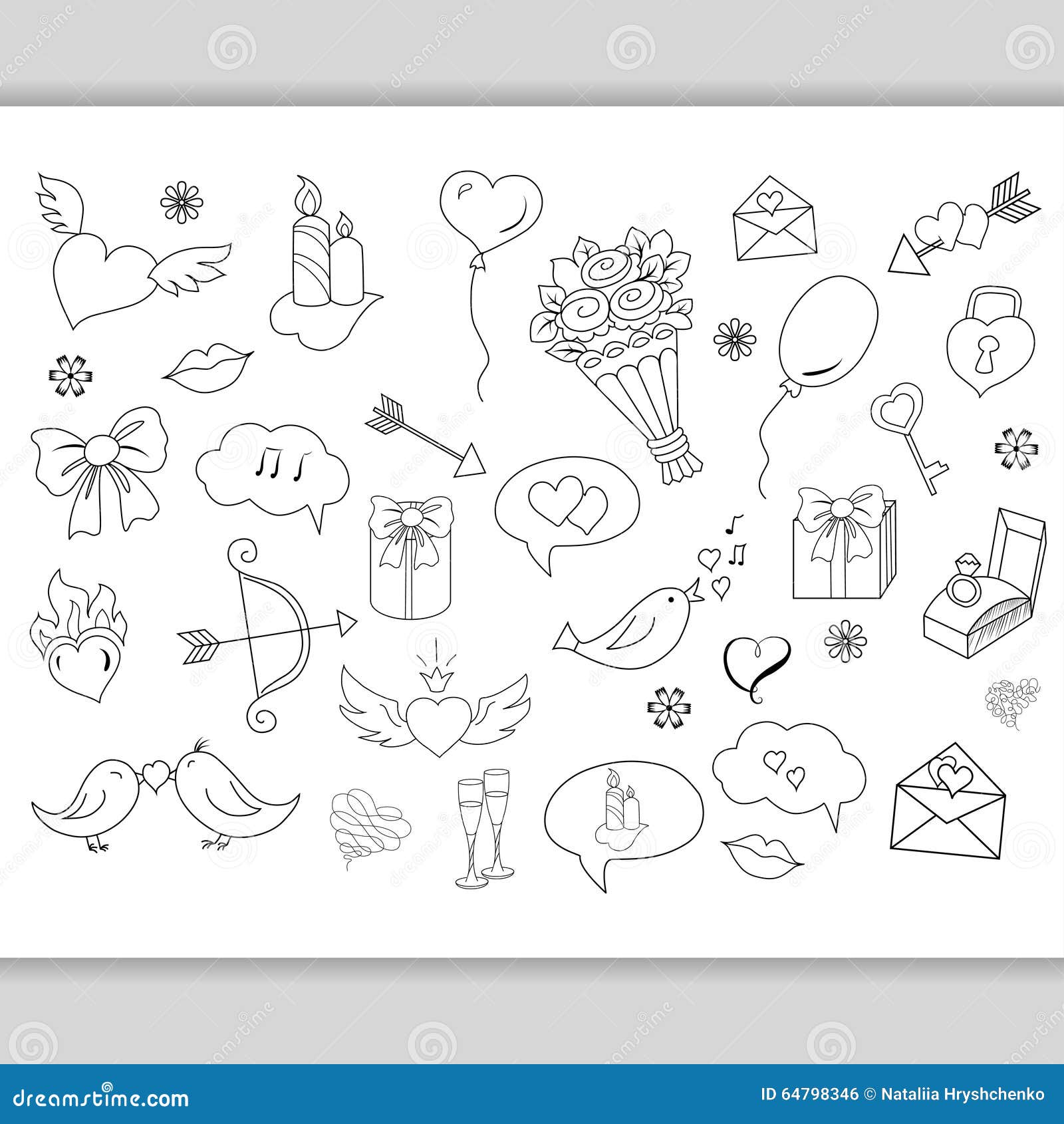Sketchy Hand Drawn Love Doodles Objects Stock Vector - Illustration of ...