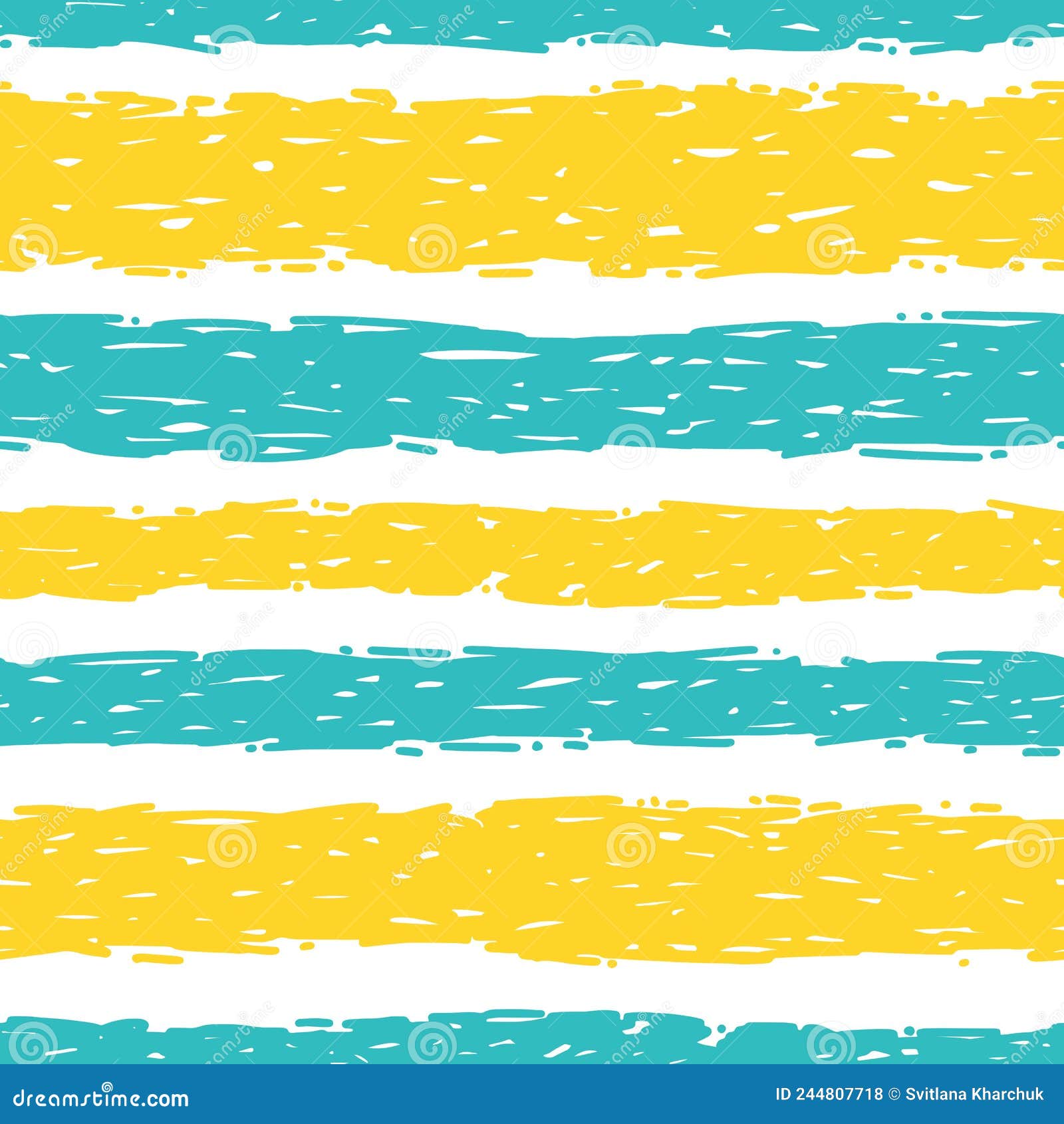 Sketchy Hand Drawn Stripes Vector, Seamless Pattern. Yellow and Blue ...