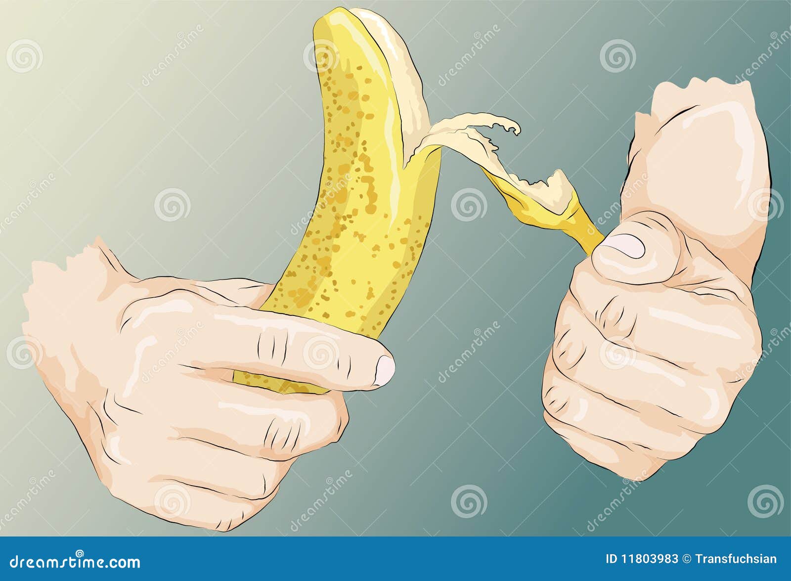 Sketchy Illustrated Hands Peeling a Banana Stock Vector - Illustration ...