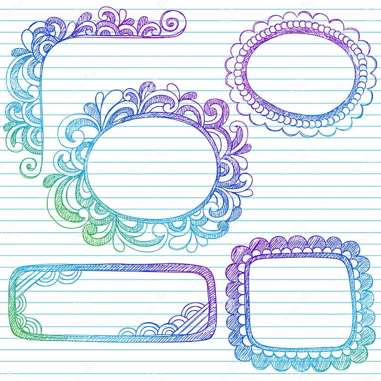 Sketchy Notebook Doodles Border Frames Stock Vector - Illustration of ...