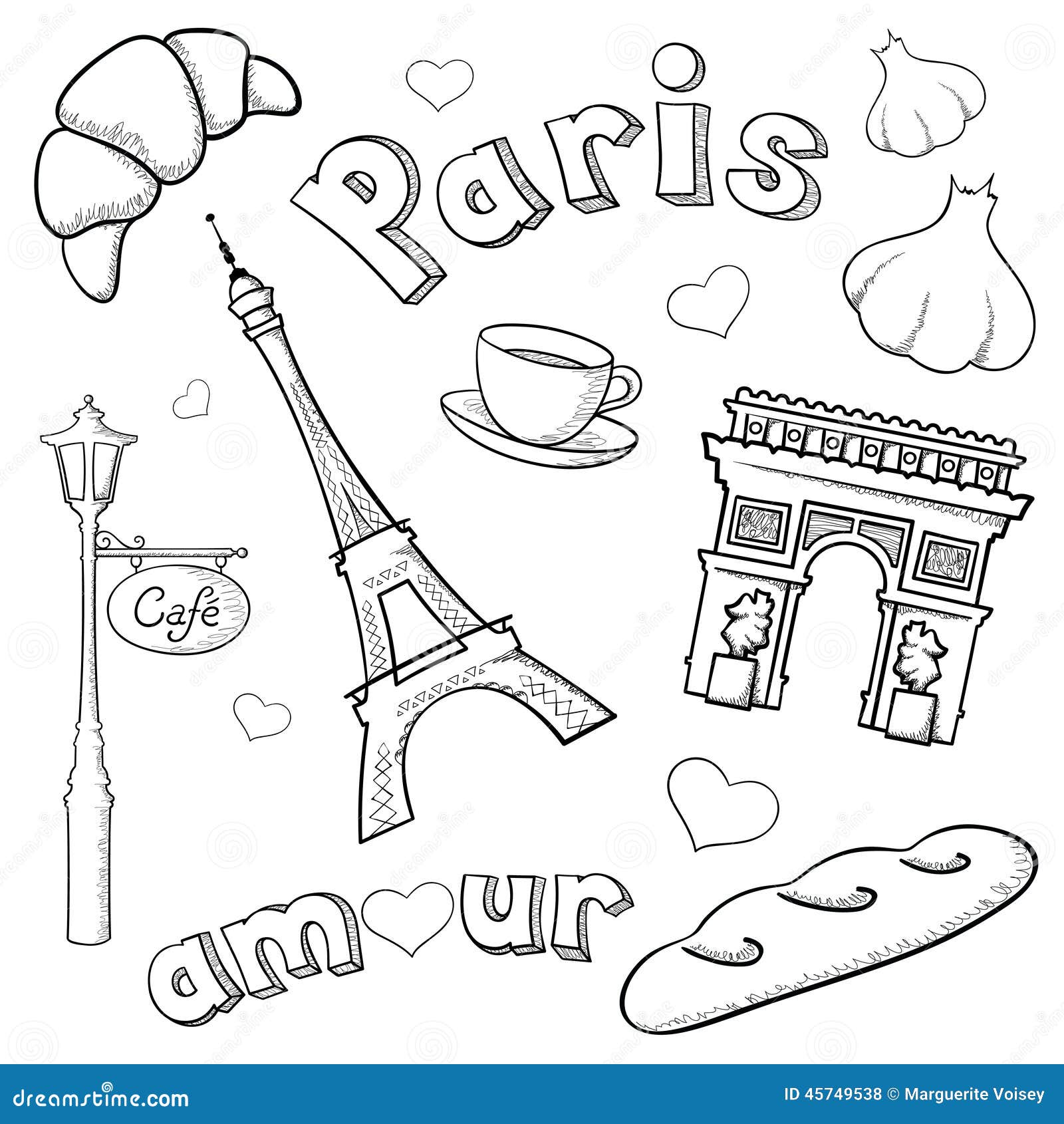 Sketchy Paris stock vector. Illustration of eiffeltower - 45749538