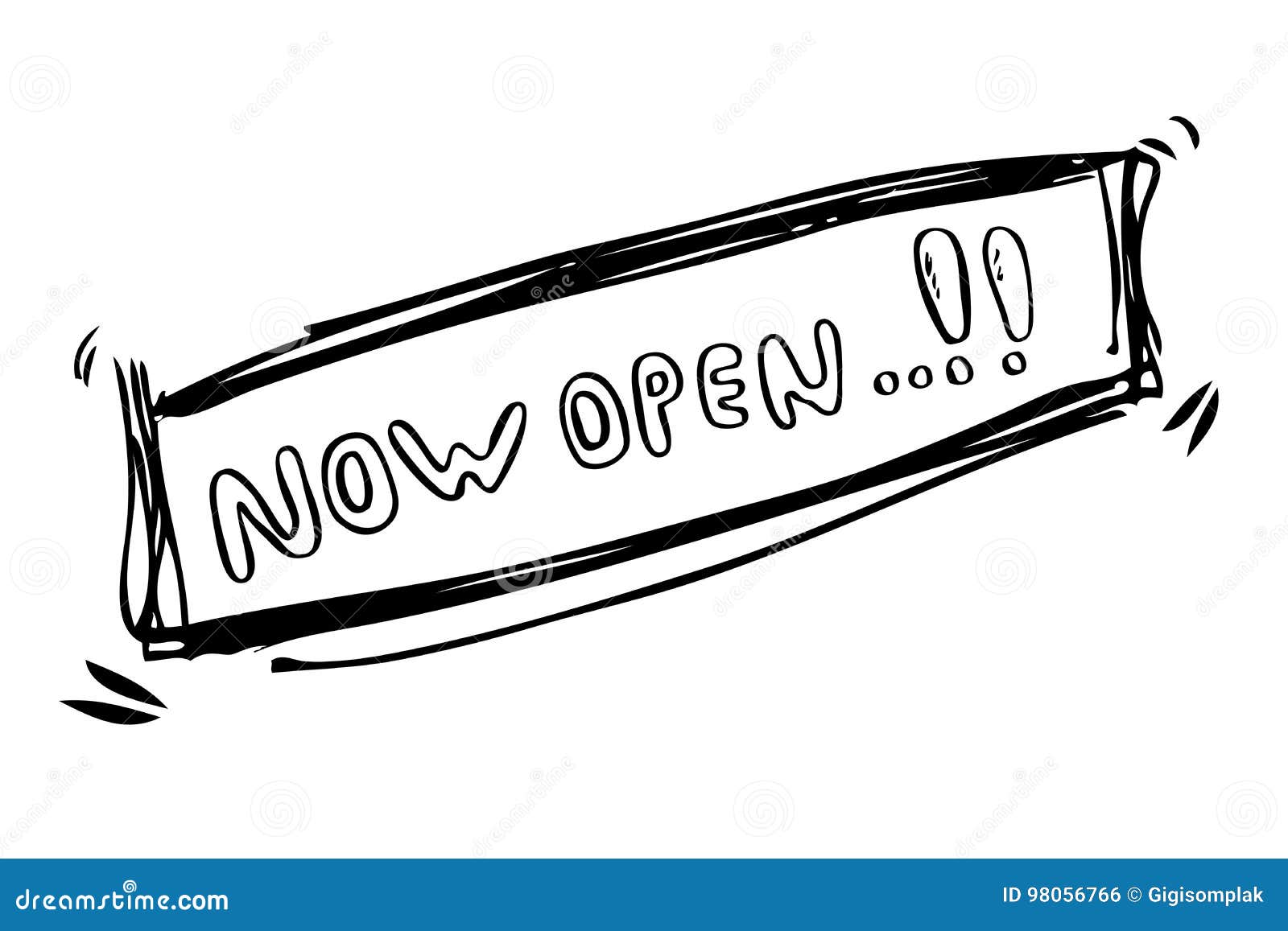 Sketchy Sign : Now Open, Isolated on White Stock Vector - Illustration ...