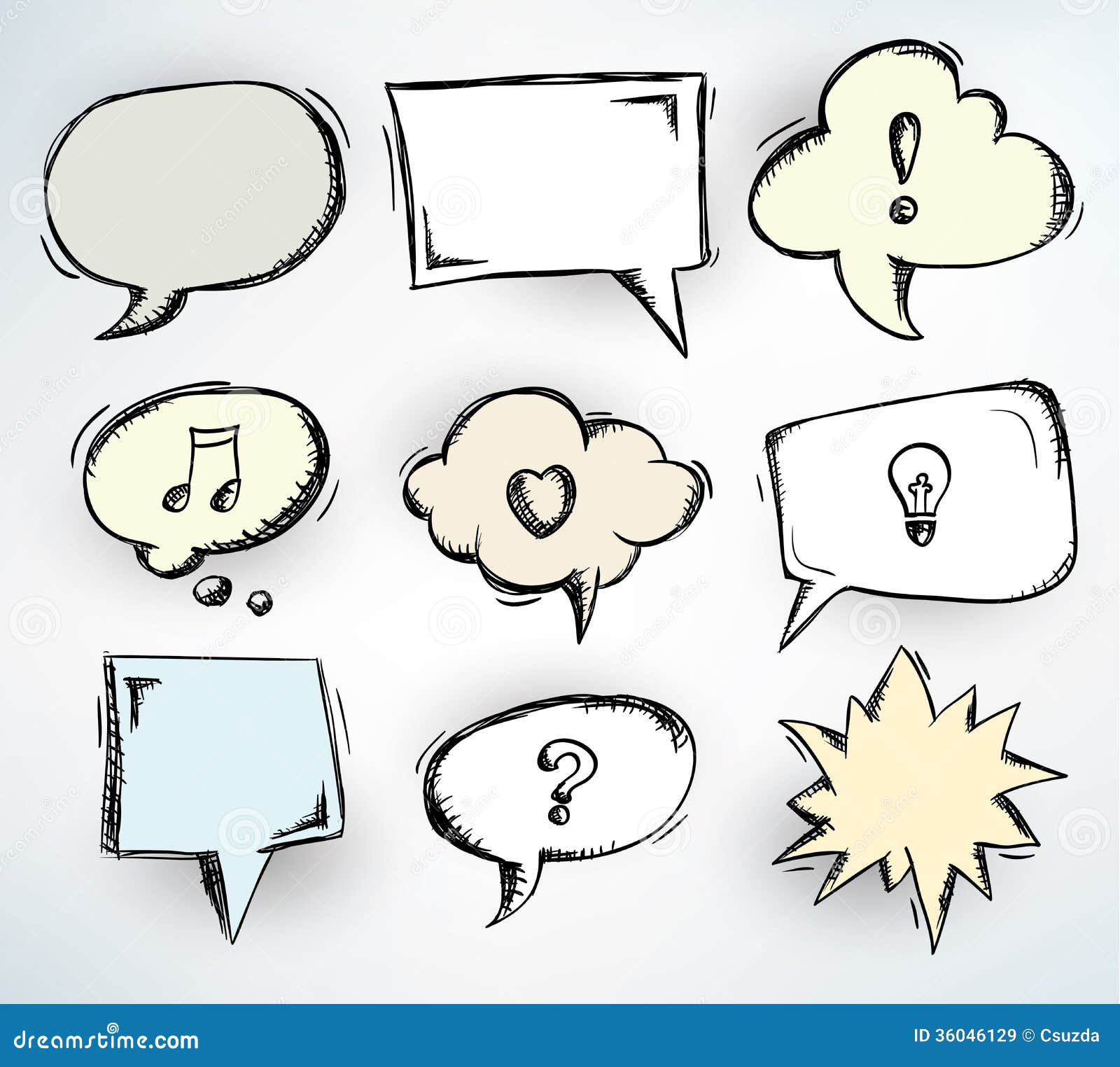 Sketchy speech bubbles stock vector. Illustration of question - 36046129