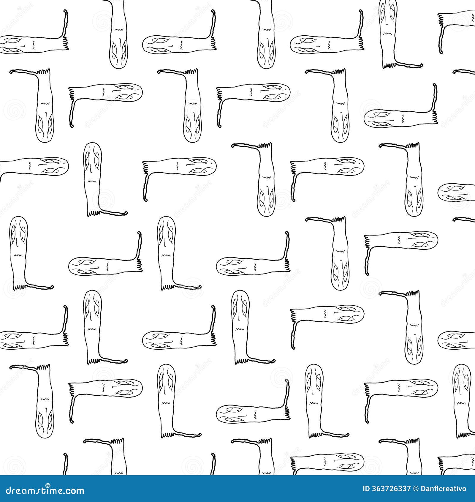 Sad Phantom Hand Drawn Illustration Motif Pattern | CartoonDealer.com ...