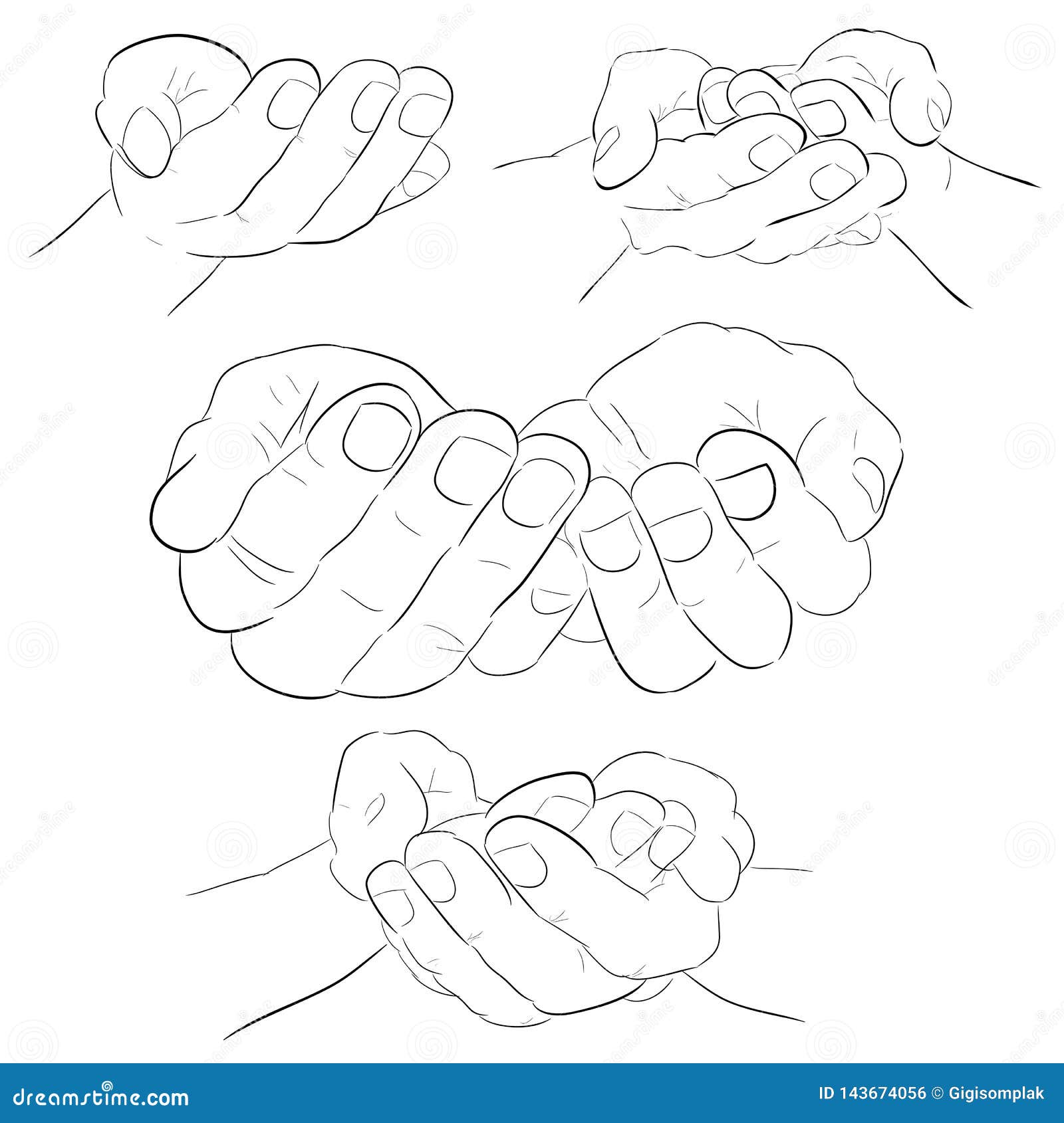 Sketchy 5 Style Gesture Hand, Ready To Receive or Give Something Stock ...