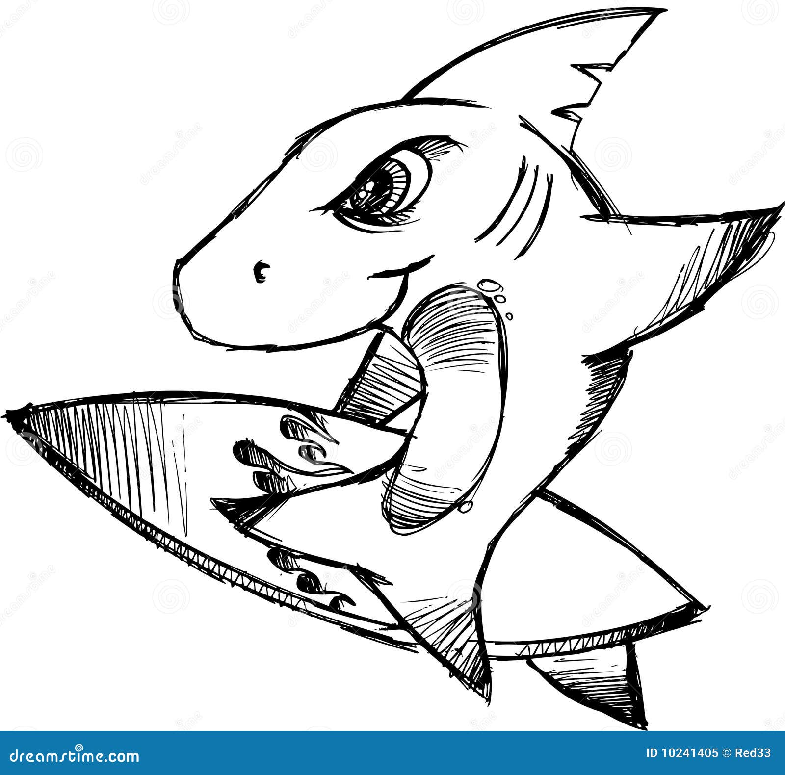 Surfer And Shark Attack, Vector Cartoon Illustration | CartoonDealer ...