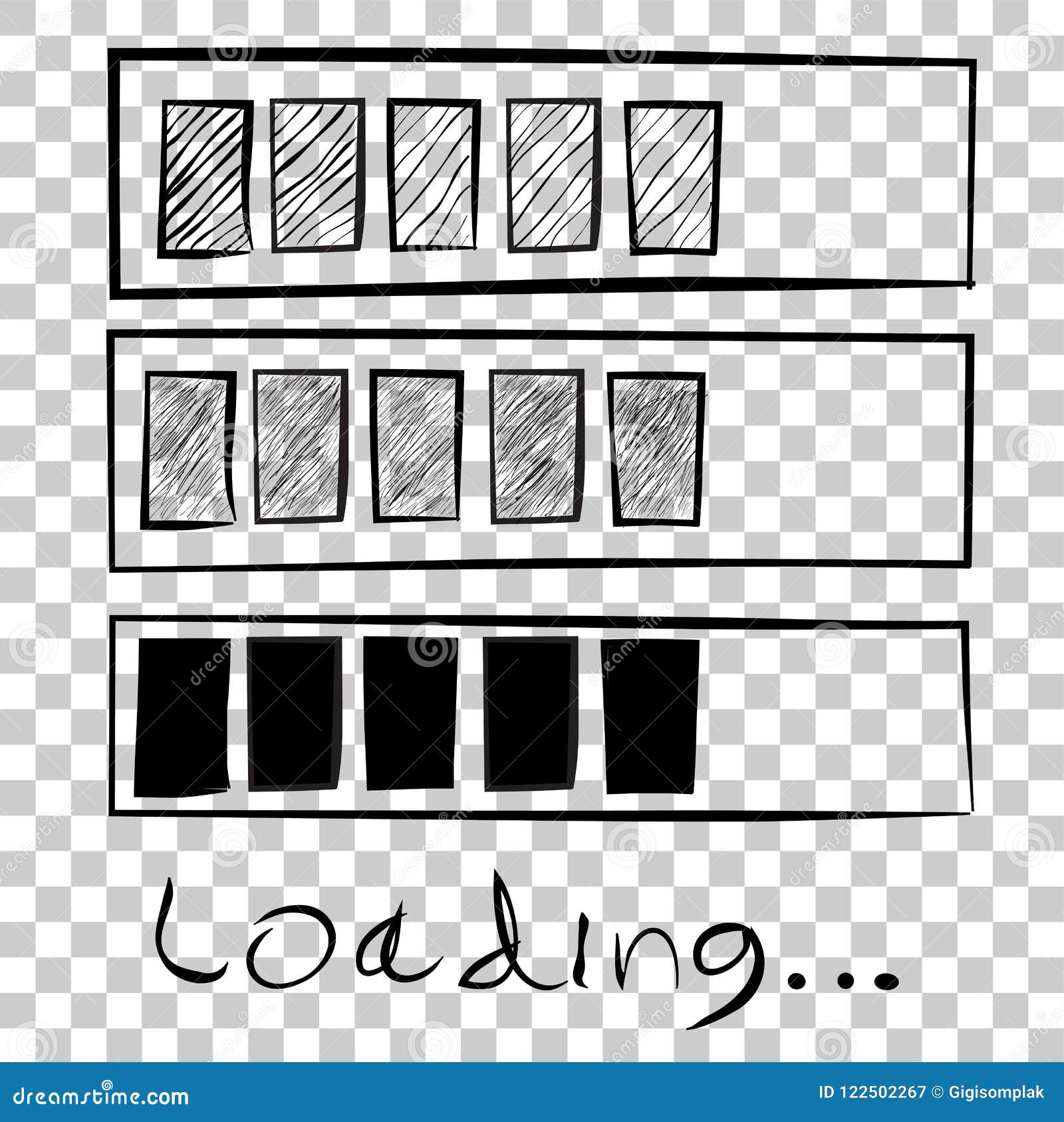 Sketchy Three Style of Loading Sign, at Transparent Effect Background ...