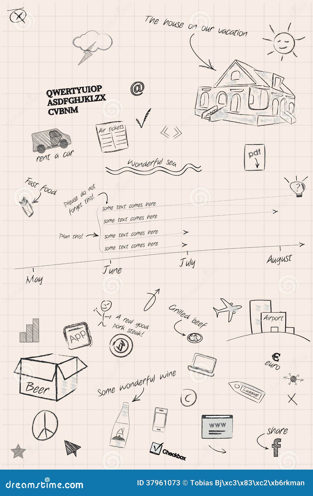 Sketchy Timeline and Planning Notes Stock Illustration - Illustration ...