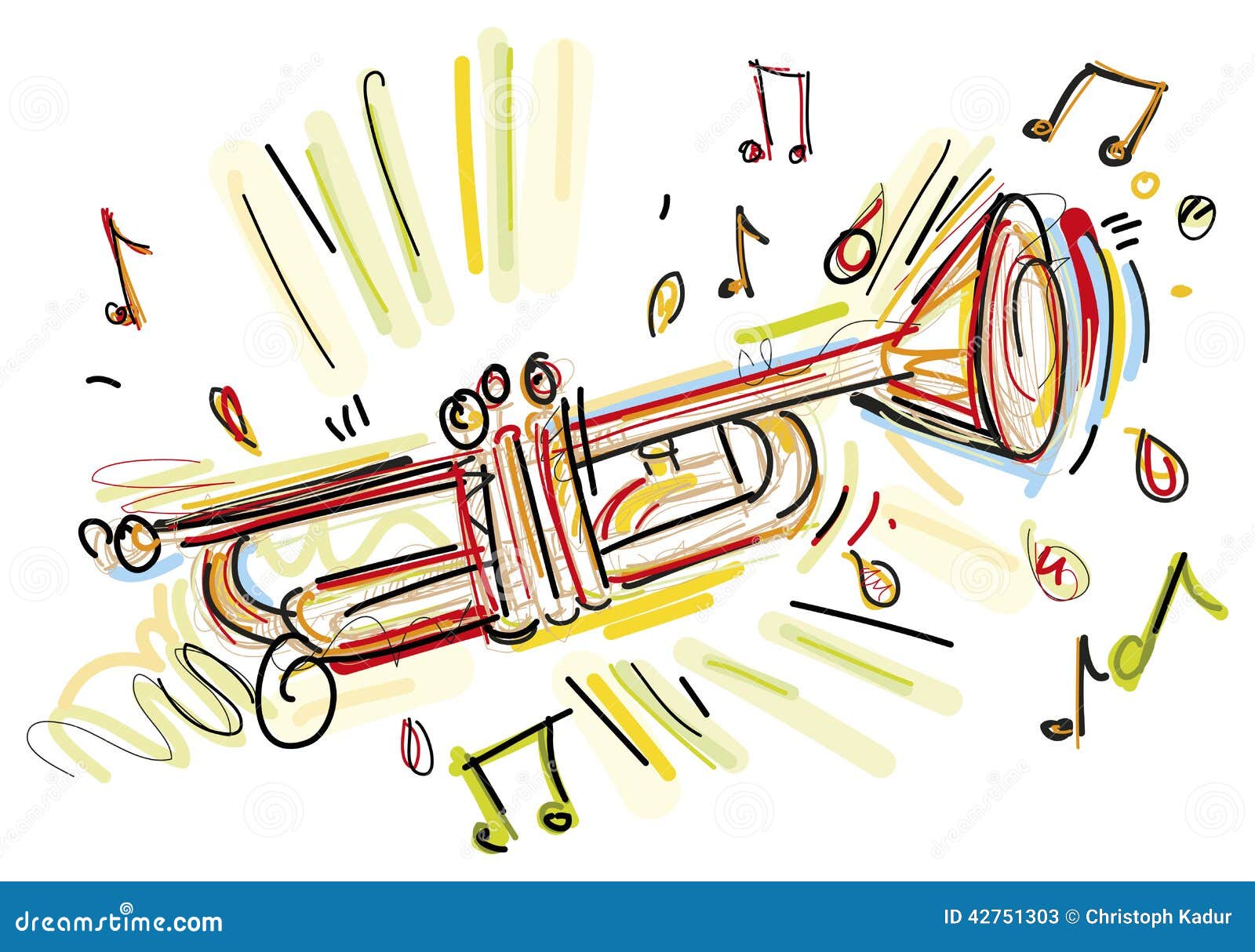Sketchy Trumpet stock illustration. Illustration of painting - 42751303