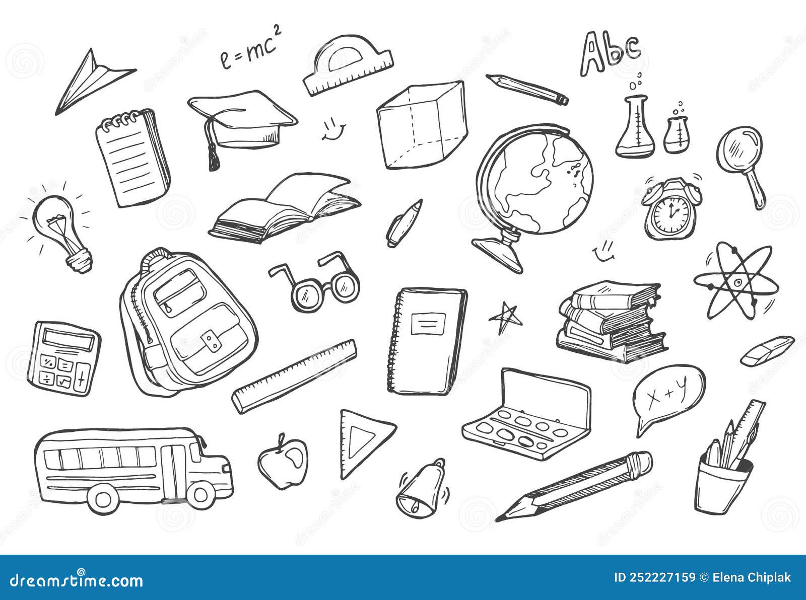 Sketchy Vector Hand Drawn Doodle Cartoon Set of School Objects and ...