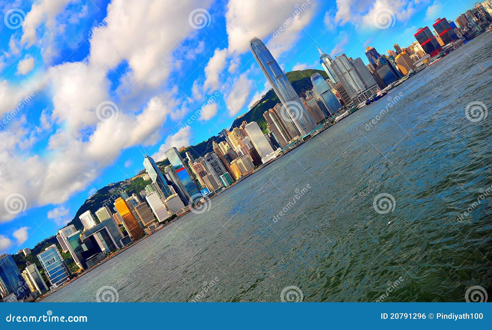 Skewed View of Hong Kong Harbor Stock Photo - Image of buildings ...