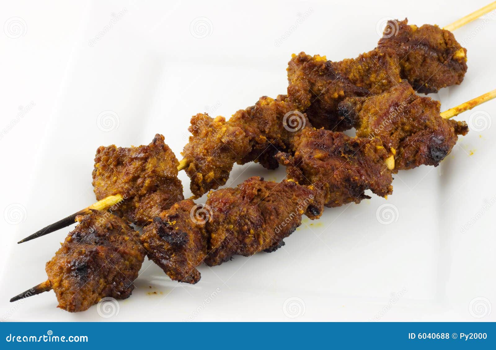 Skewer da carne de Satay foto de stock. Imagem de placa - 6040688