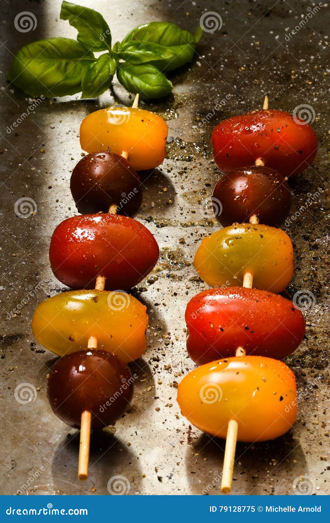 Skewered Tri-Colored Tomatoes Stock Image - Image of skewers, colored ...