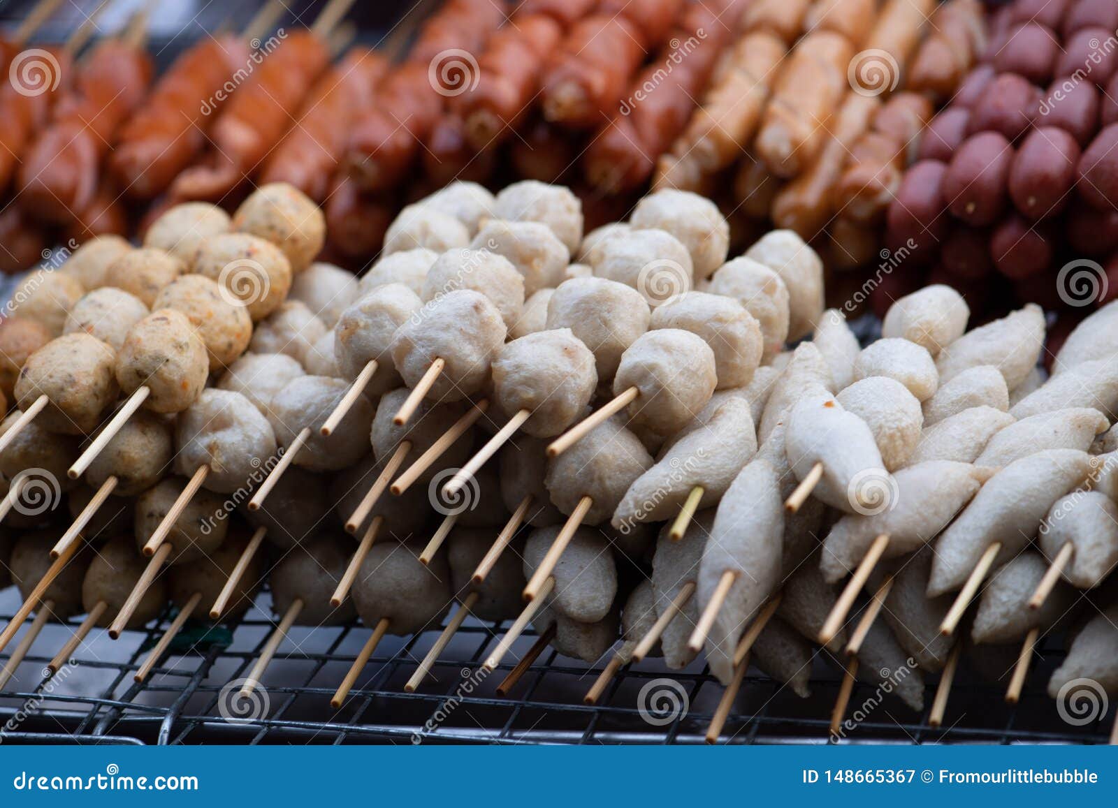 Skewers Filled with Traditional Thai Snacks Stock Image - Image of ...