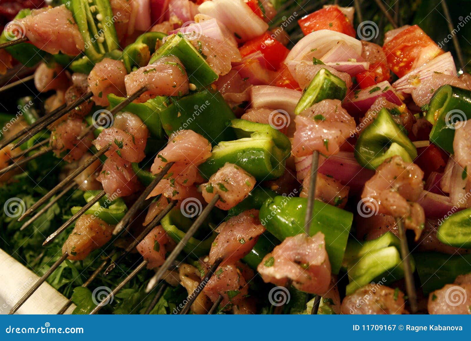 Skewers of Fresh Shish Kebabs Waiting To Be Cooked Stock Image - Image ...