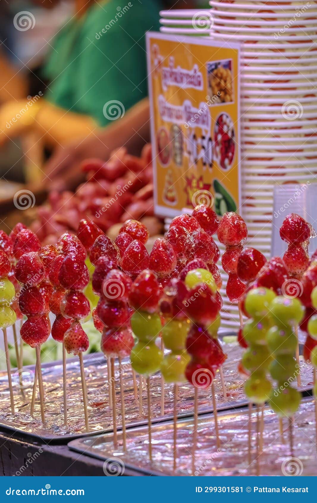 Skewers of Sugar Coated Fruit Stock Image - Image of china, sugar ...