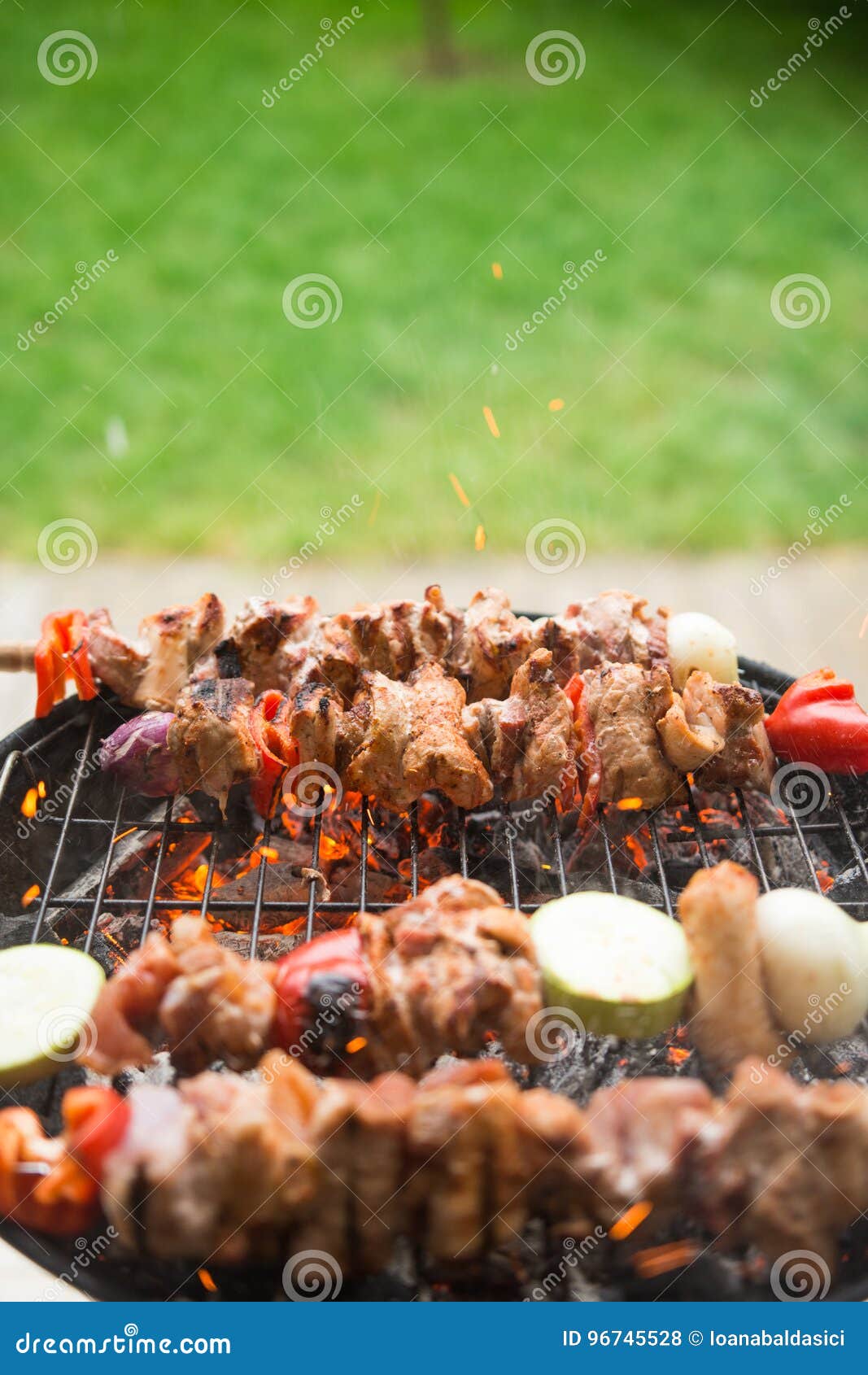 Various Meats Grill, Food Background, Wood Background. Stock Image ...