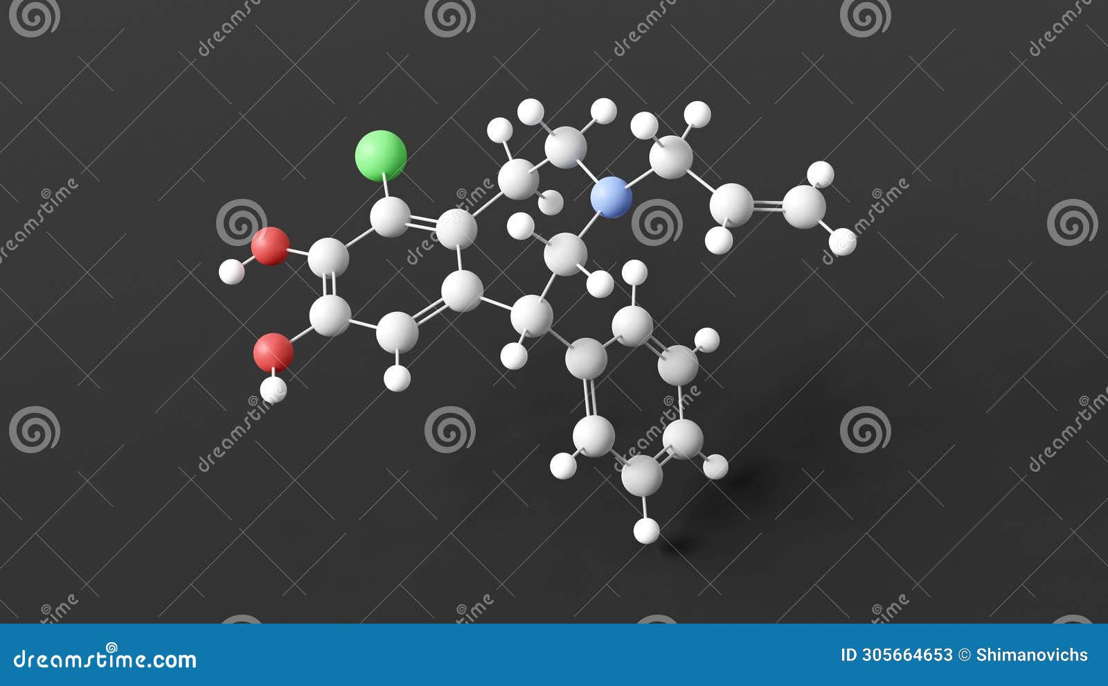 Skf-82958 Molecular Structure, D1-d5 Receptor Full Agonist, Ball And ...