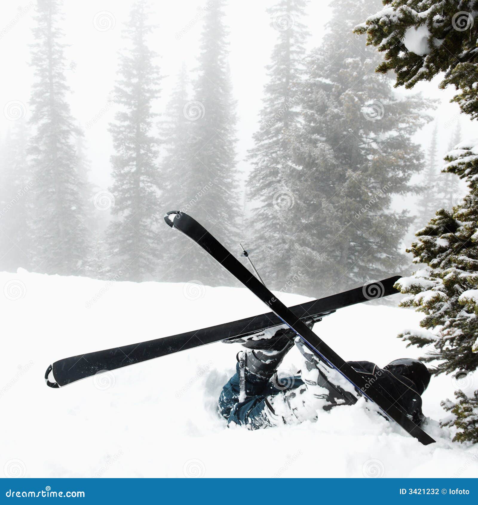 Ski accident. stock photo. Image of outdoor, snow, foggy - 3421232