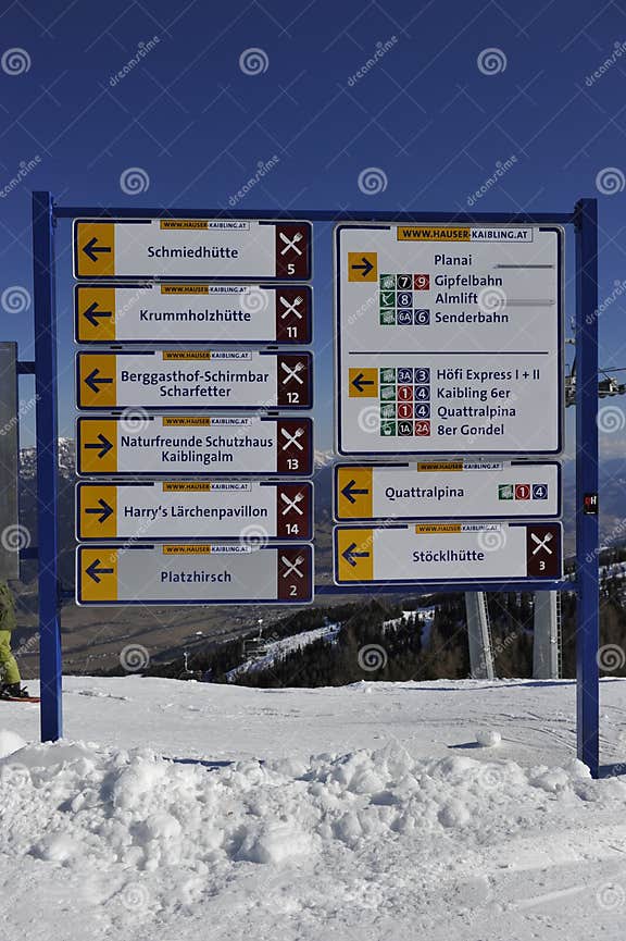 Ski Areas Direction Signs editorial stock image. Image of guide - 27992104