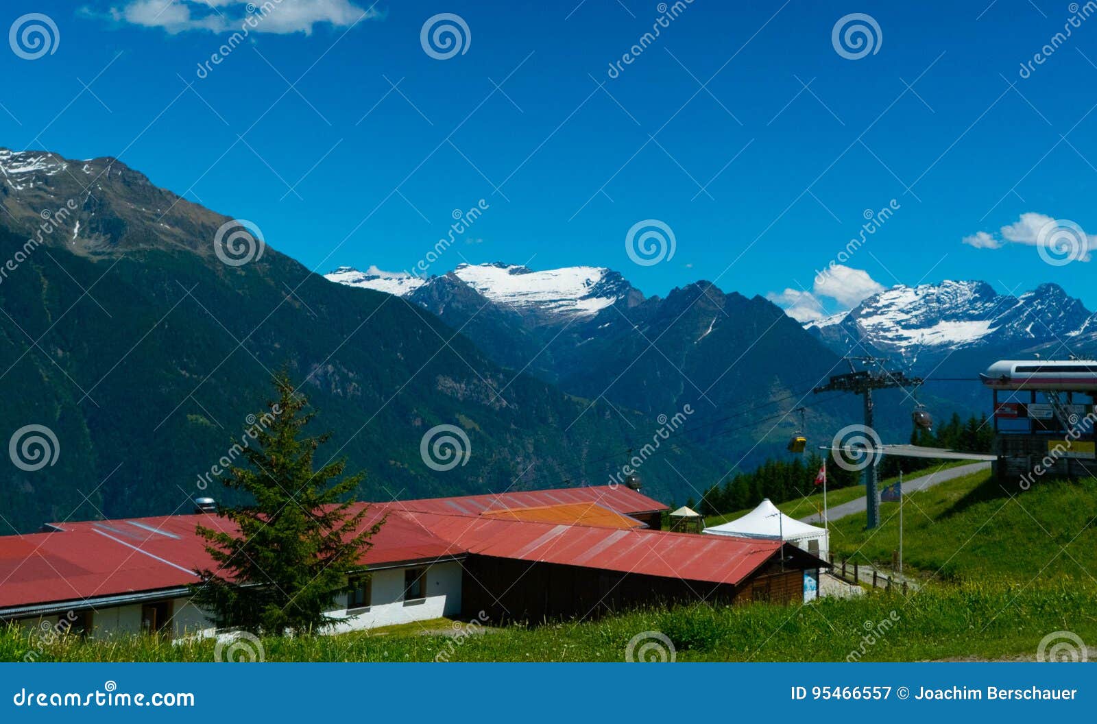 Ski Base in the Summer in the Alpine Mountains, Switzerland. Stock ...