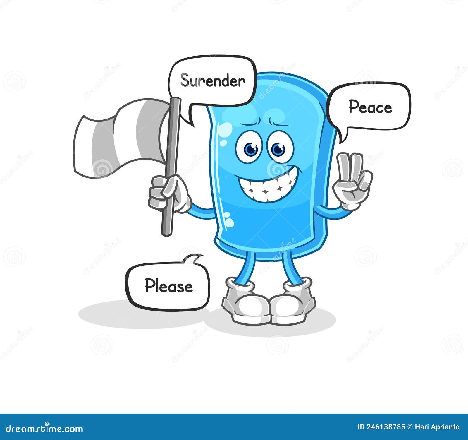 Ski Board Hold Surrender Flag Mascot. Cartoon Vector Stock Vector ...