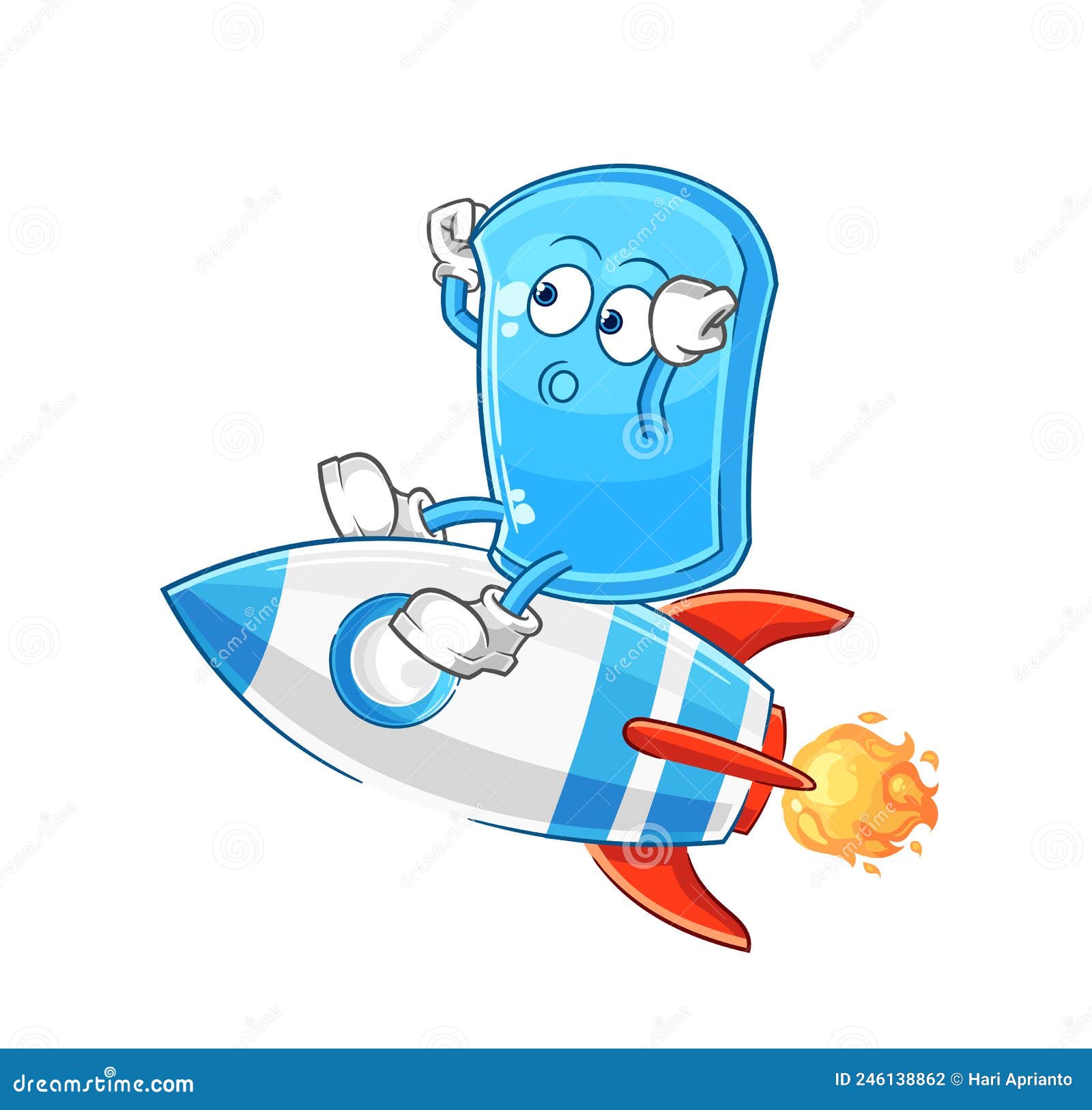 Ski Board Ride a Rocket Cartoon Mascot Vector Stock Vector ...
