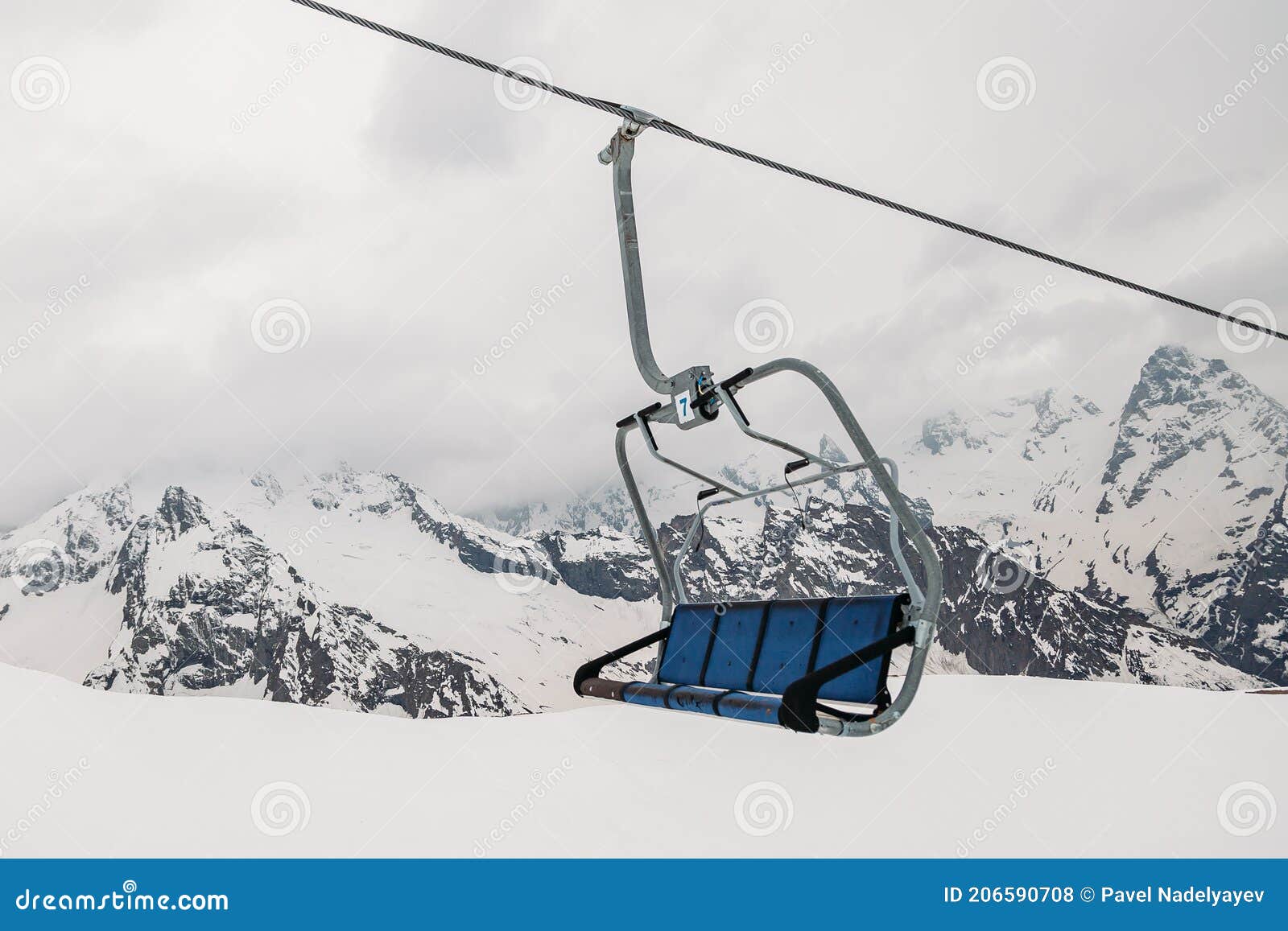 Ski Chair Lift Ropeway at the Ski Resort, View from the Funicular To ...