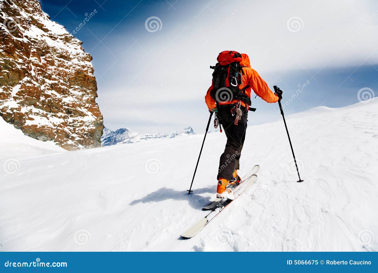 Ski climber stock image. Image of country, back, snow - 5066675
