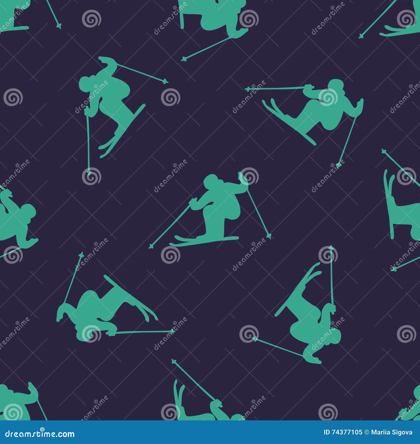 Ski Downhill Or Mogul Seamless Pattern. Vector Background Stock Vector ...