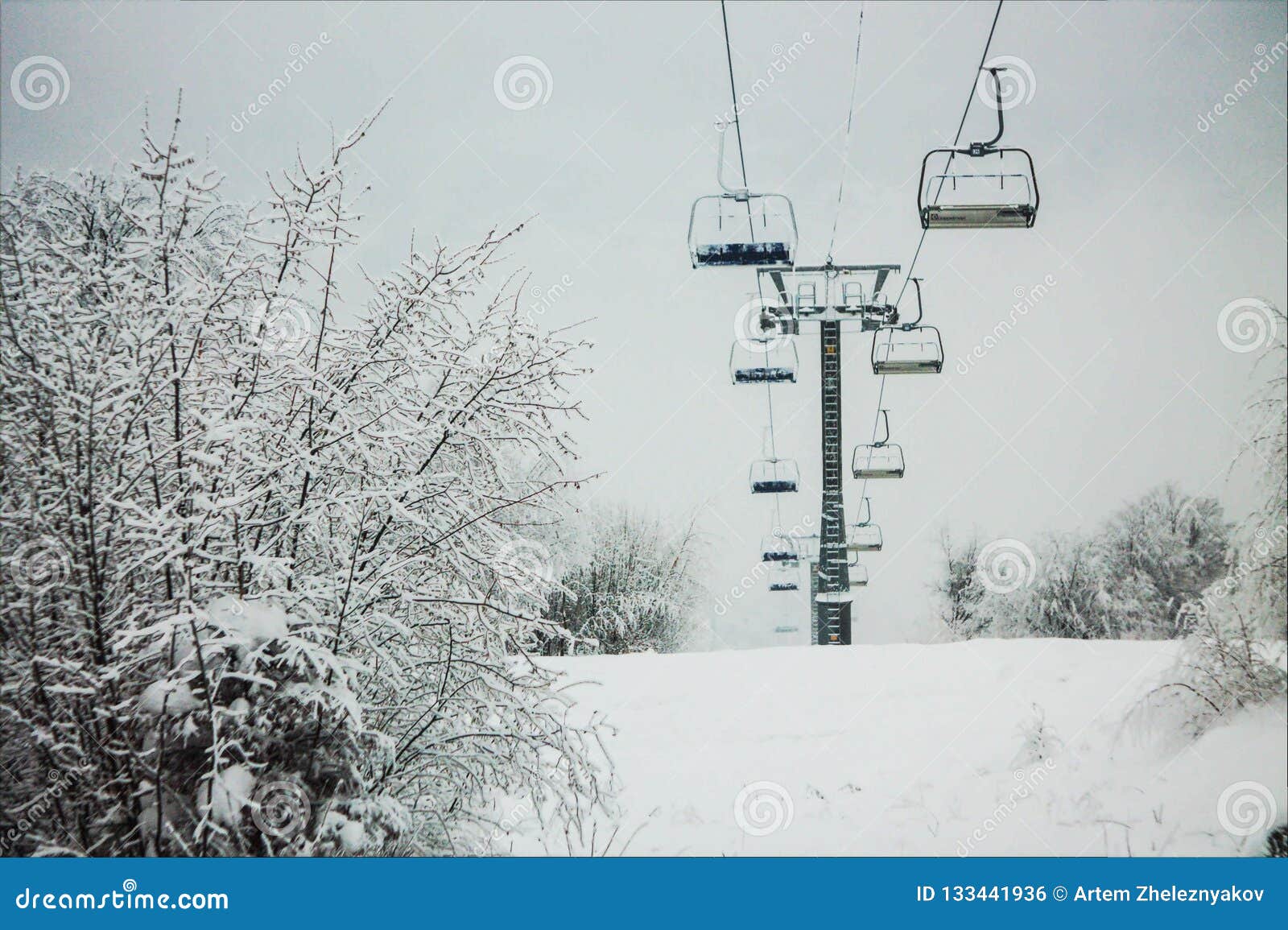 Ski elevator in winter stock photo. Image of elevator - 133441936