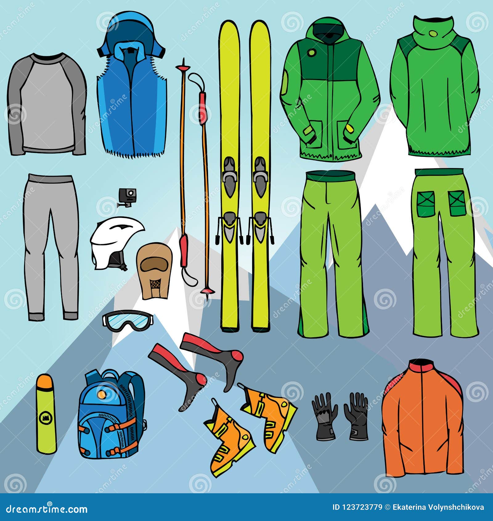 Ski Equipment in Vector, Ski Kit Infographic Set, Ski Vector Doo Stock ...