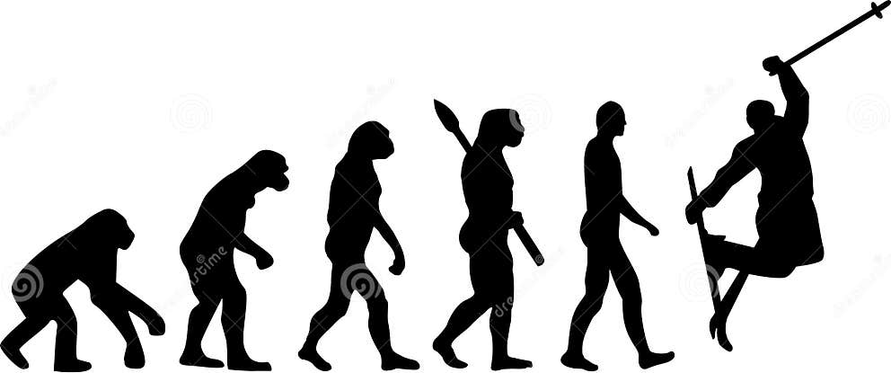 Ski Evolution ilustración del vector. Ilustración de silueta - 106159754