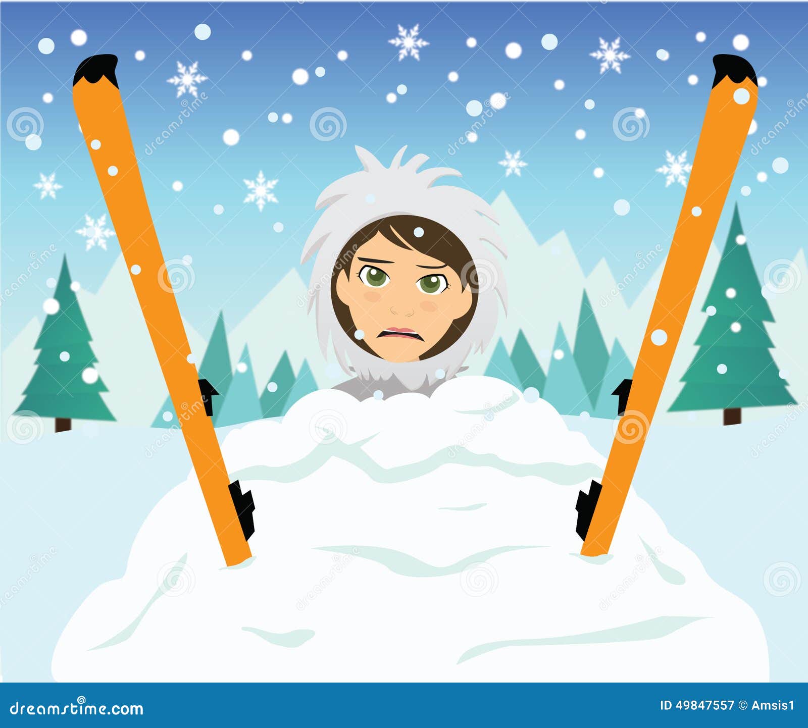 Snow Skiing fall action stock illustration. Illustration of christmas ...
