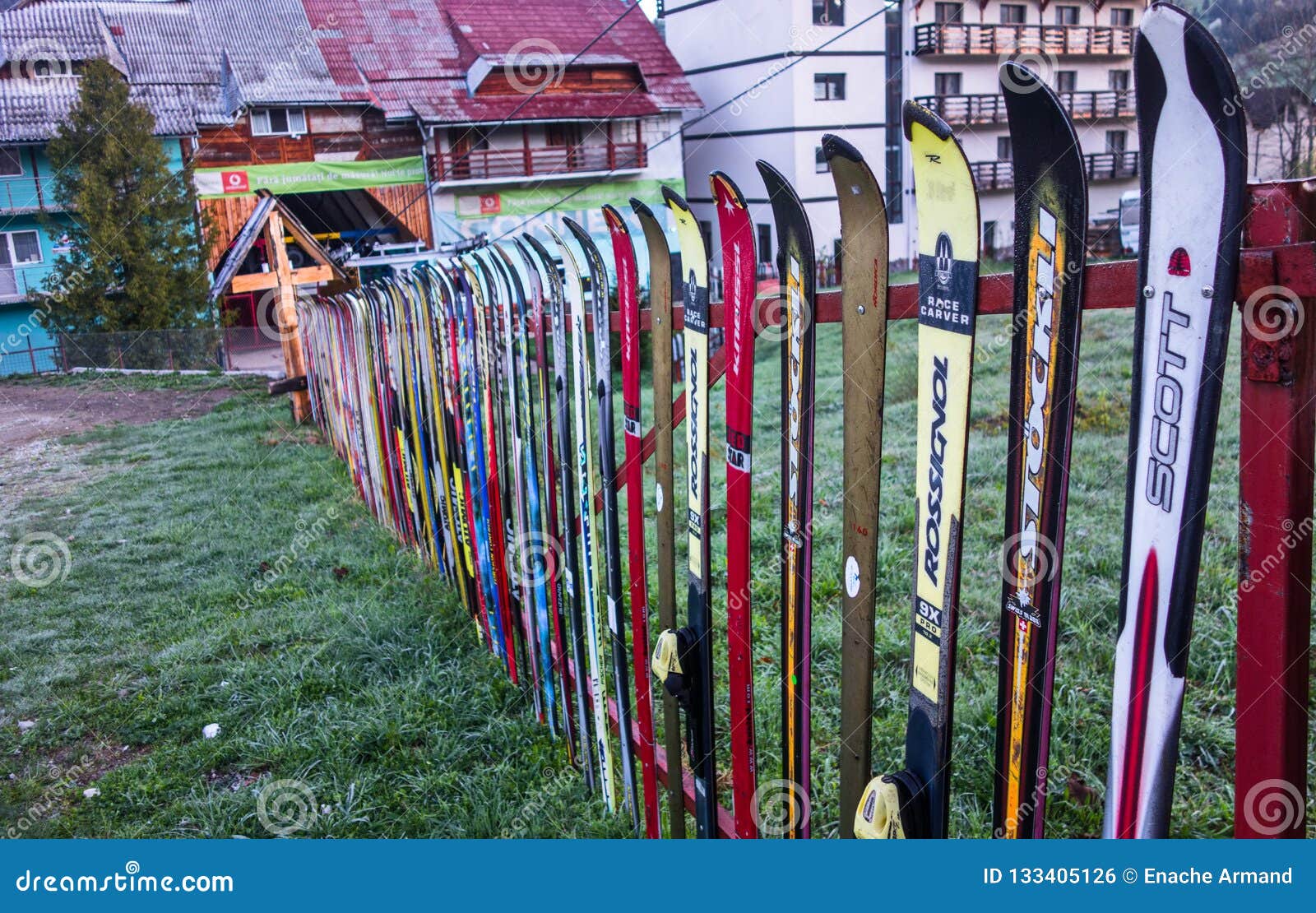 The ski fence editorial photo. Image of mountains, romanian - 133405126