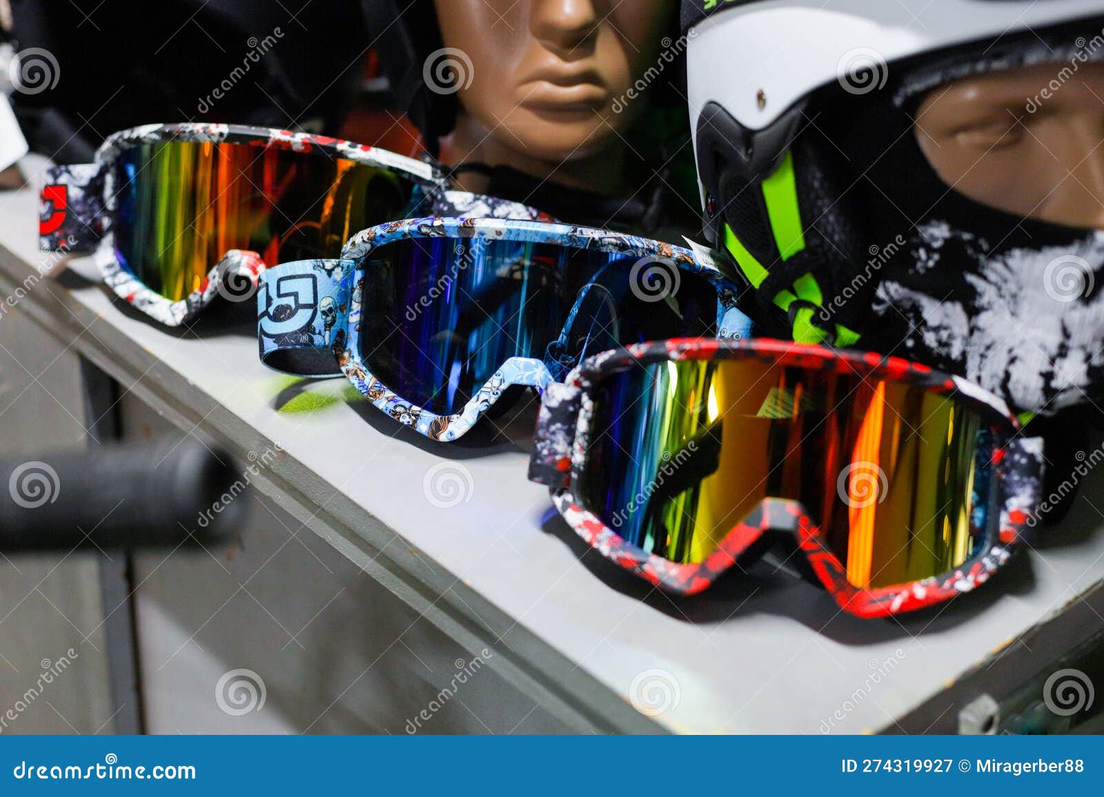 Ski Goggles on Display in a Shop Stock Image - Image of clothing, drum ...
