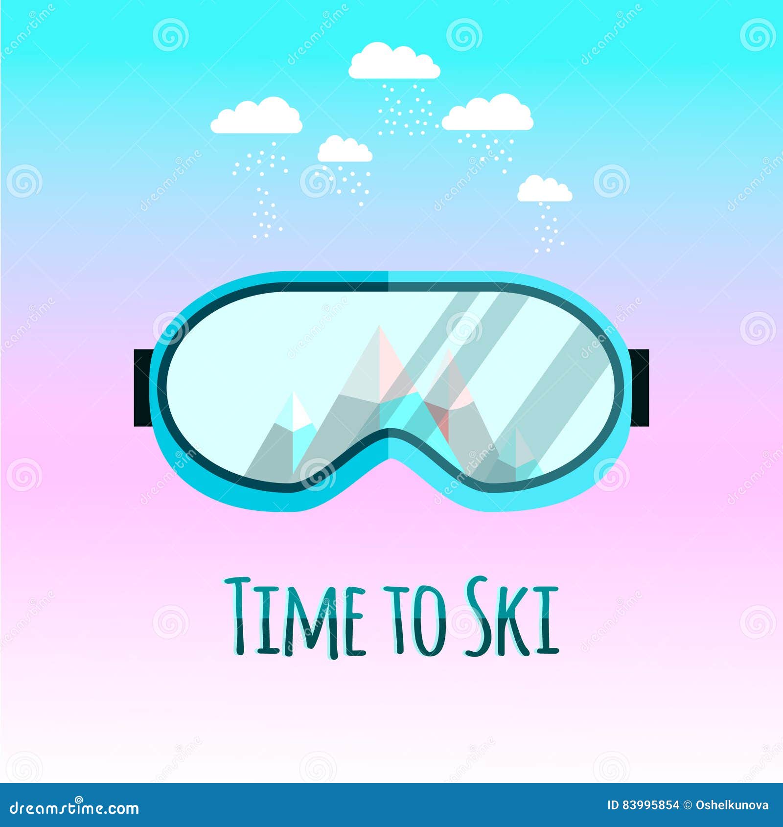 Ski Goggles with Reflection of Mountains. Stock Vector - Illustration ...