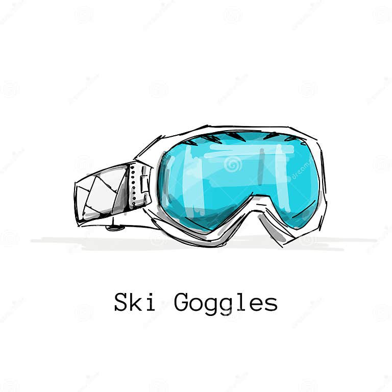 Ski Goggles, Sketch for Your Design Stock Vector - Illustration of ...