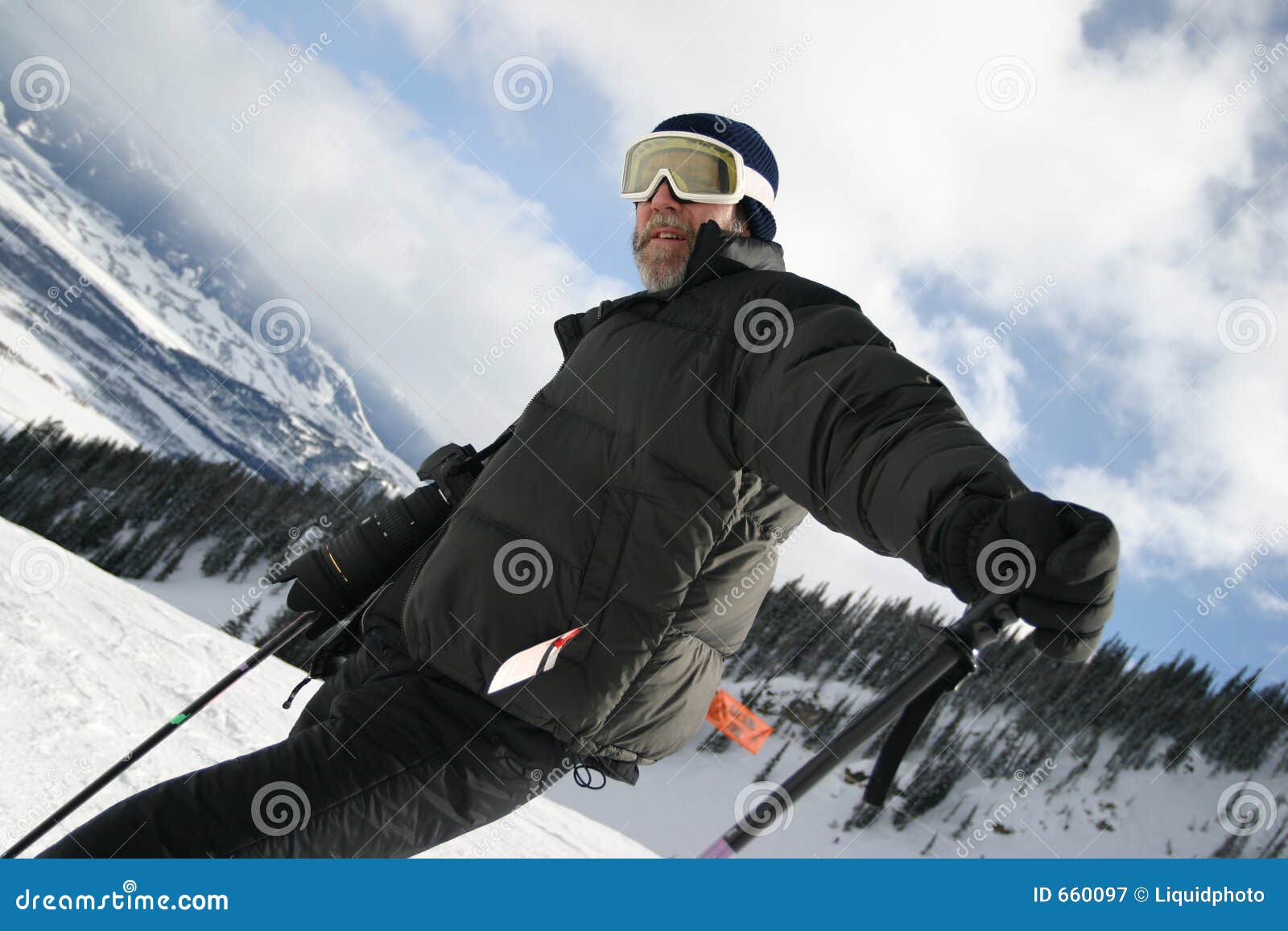 Ski Guy on Slope stock image. Image of mountain, snow, smiling - 660097